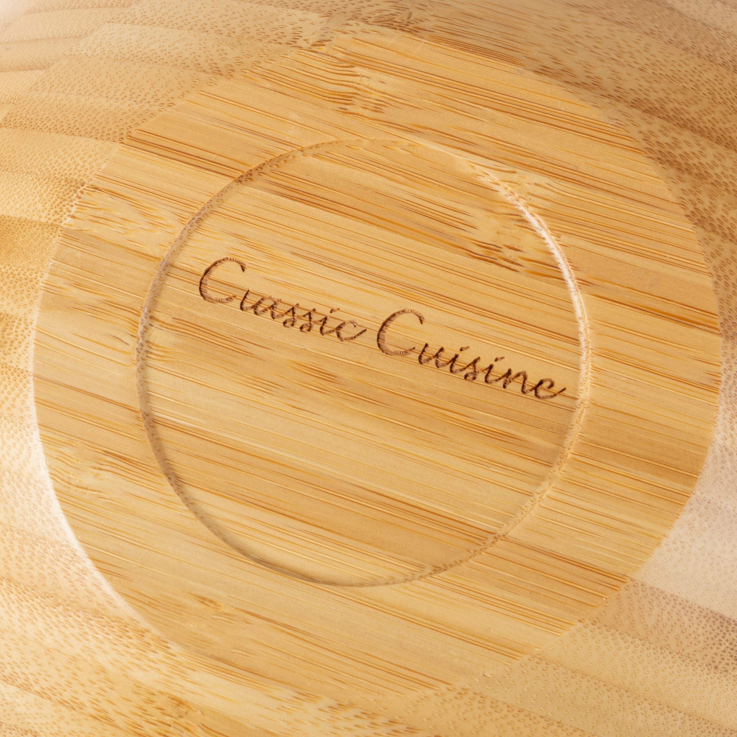 Classic Cuisine Serving Bowl – Large Modern Oval Wood Dinnerware for Salads, Bread, Fruit or Vegetables,Brown/Wood, 12.4” L x 10.9” W x 4.5” H