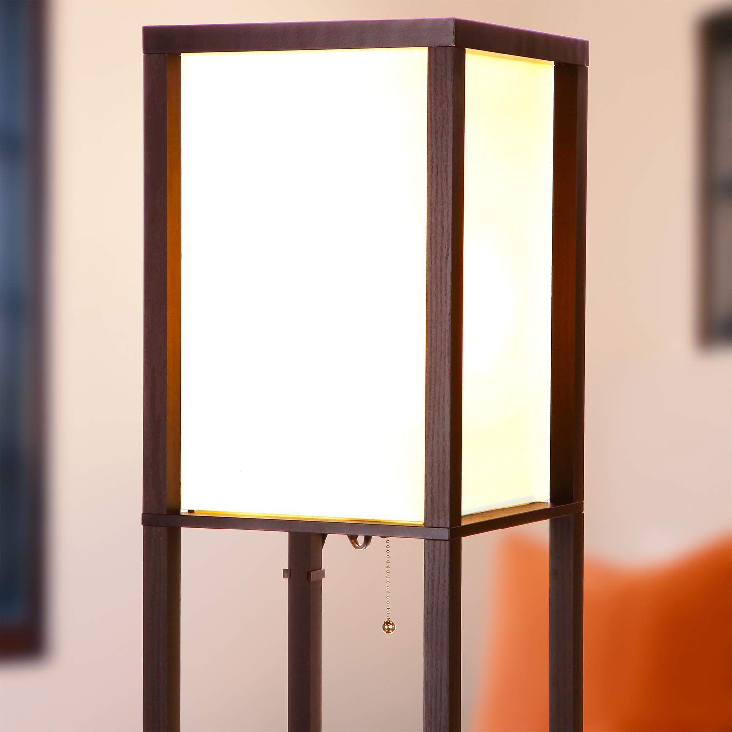Brightech Maxwell β Modern Shelf Floor Lamp with USB Ports, Wireless Charging & Outlet β Versatile Corner Display and Lamp with Shelves, Storage Solution for Living Room, Office, Bedroom