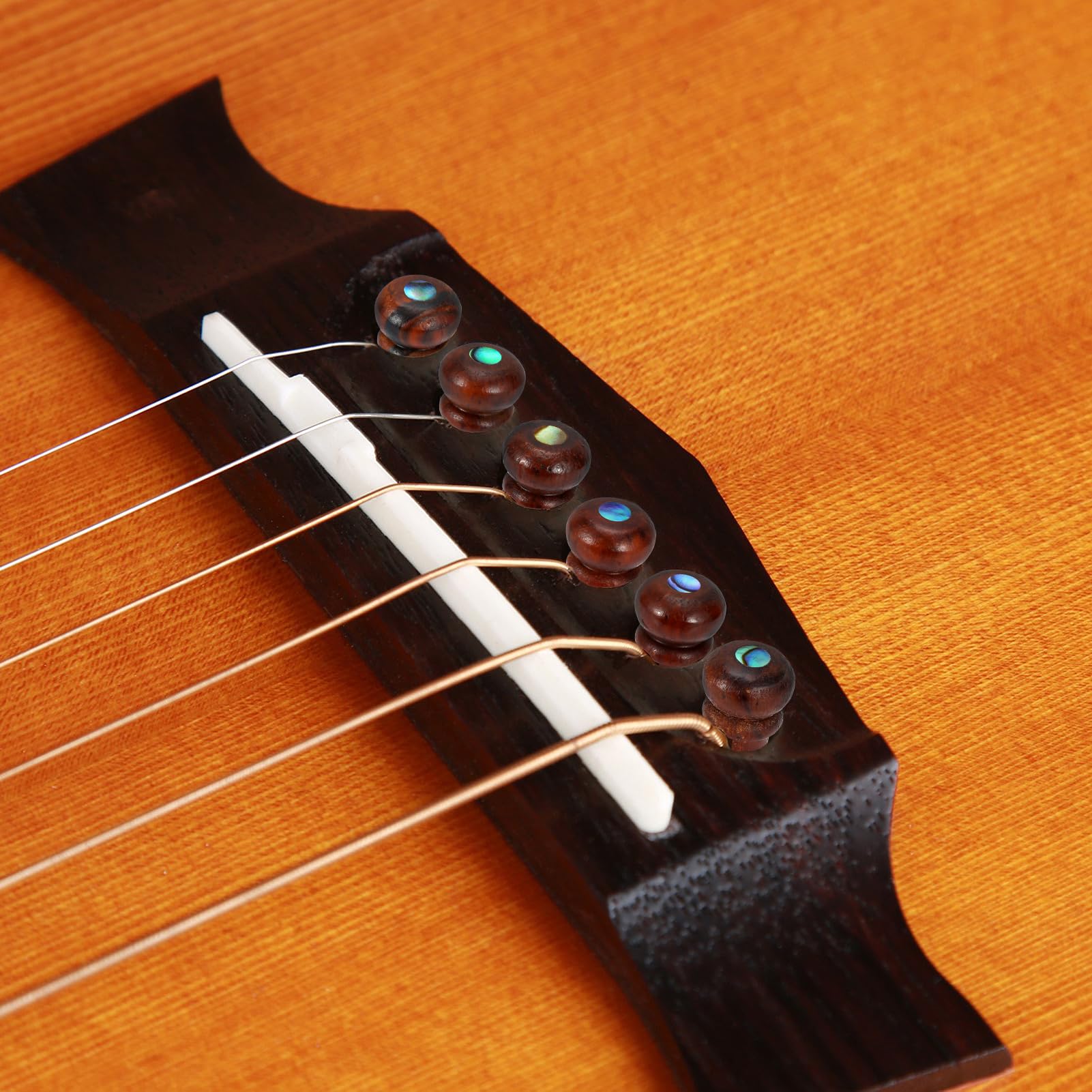 Blisstime 6 String Acoustic Guitar Bone Bridge Saddle and Nut and 6pcs Rosewood Guitar Bridge Pins