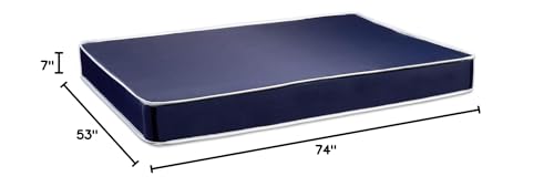Greaton, 7-Inch Medium Firm Water Resistance Nylon Vinyl Foam Mattress, Noiseless, Soft Cloud Feeling, Body Heat Reflection, Good for Hospital and Camp, Full, Blue
