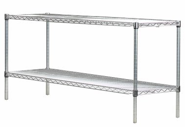 Omega 18" Deep x 48" Wide x 36" High 2 Tier Chrome Starter Shelving Unit