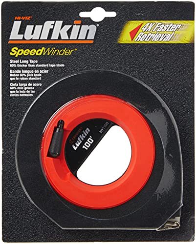 Crescent Lufkin 3/8" x 100' Hi-Viz Orange Speedwinder Yellow Clad Long Steel Tape Measure - HYT100