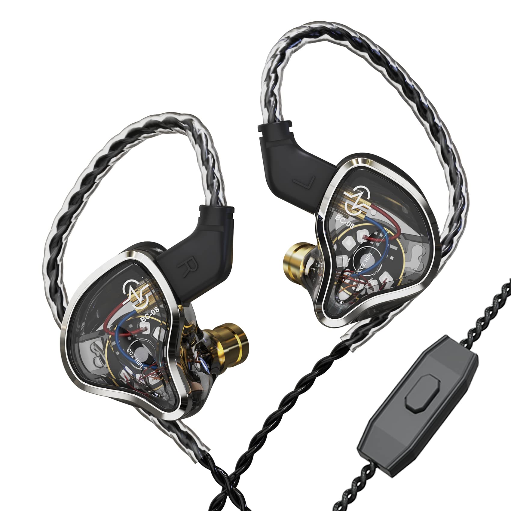 CCZ Warrior Stage in Ears Monitors Wired Earbuds with 3BA 1DD Hybrid Drivers, Noise Isolating in Ear Earphones Headphones with High Fidelity Clear Sound for Singer, Studio, Live Band, Gaming, Chatting