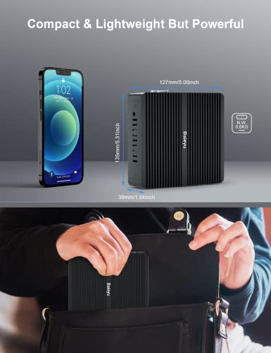 Baieyu Firewall Mini PC Quad Core Celeron J4125 with 8GB DDR4 256GB SSD OPNsense Firewall PC Support 4K HD, 4 × 2.5GbE LAN, 1 × HD, 1 × RS232 COM, 2 × USB3.0, 4 × USB2.0 Ports, Dual Band WiFi, BT4.0