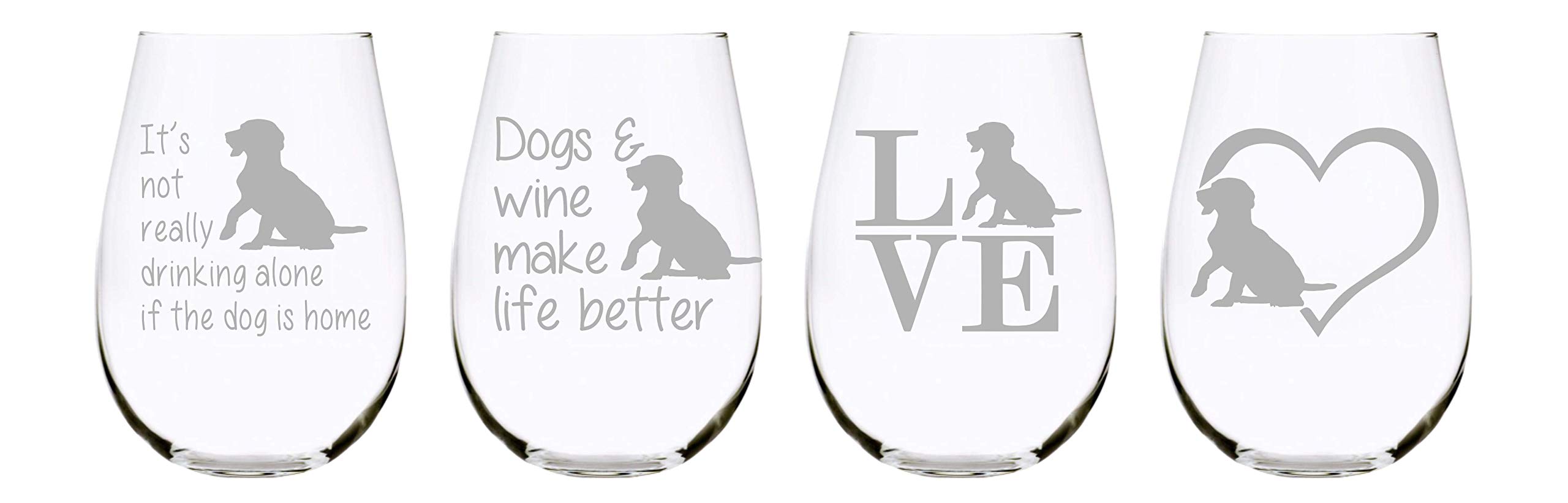 C M Dogs stemless wine glass (set of 4)