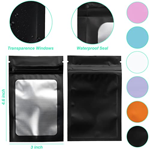 DOSEWART 200Pcs Resealable Bags 3.5g, Ziplock Leakproof Reusable Storage Bags with Clear Window for Food Snack Jewelry Storage Supplies