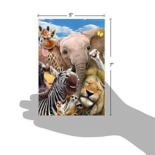 NobleWorks - 1 Funny Animal Birthday Card with Envelope - Cute Kids Card for Birthdays - Here's Looking at Zoo C6639FBDG-US