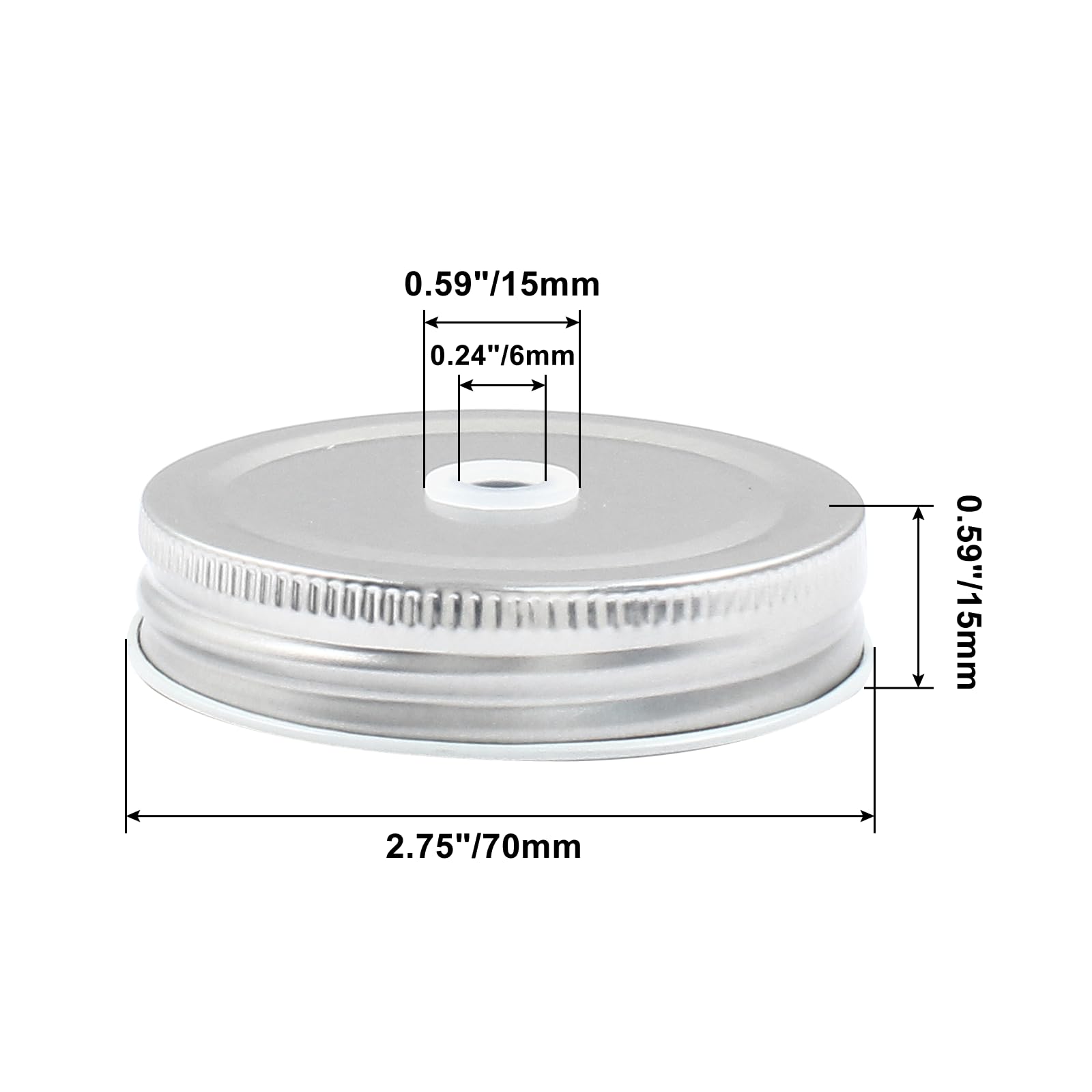 Coufce 8 PCS 2.7" Mason Jar Lids with Straw Hole Stainless Steel Drinking Jar Lids Canning Lids Polished Surface Reusable Premium Mason Jar Lids for Ball, Kerr Jars