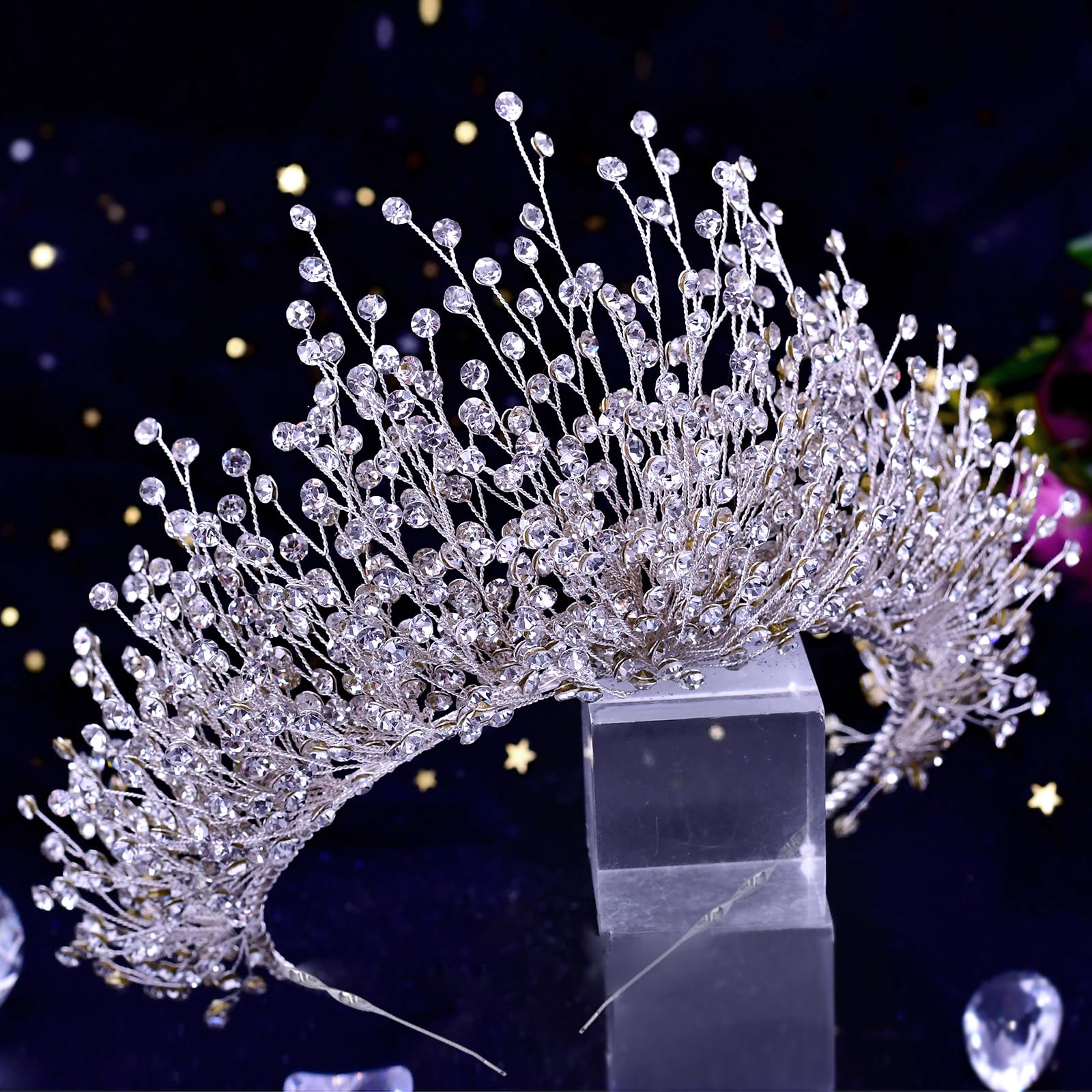 Bridal Wedding Headband Crystal Tiara Crown,Queen Tiaras and Crowns,Wedding Bride Crowns For Birthday Party Wedding Pageant Hair Accessories (Silver/Single crown)