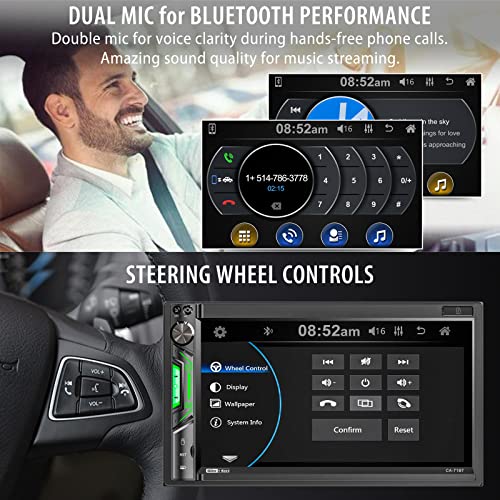 Double Din Car Stereo Receiver: 7 Inch HD Touchscreen Car Audio with Bluetooth β LCD Capacitive Monitor | Mirrorlink | Live Rearview Camera | USB/SD/AUX Input | AM/FM Car Radio | Subwoofer