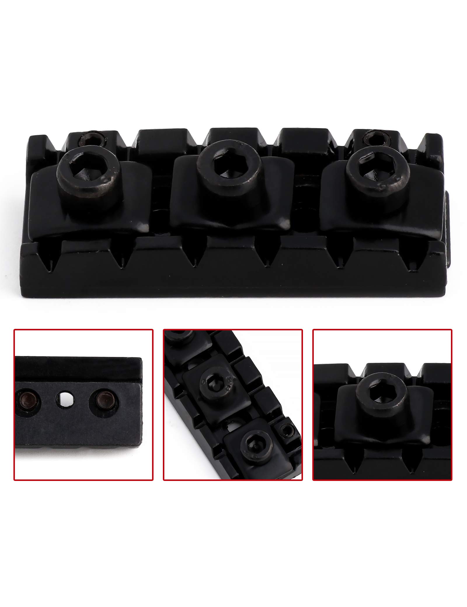 Holmer Guitar String Locking Nut for Floyd Rose Style Adjustable Height Locking Guitar Tremolo Bridge with Mounting Screw Shims and Wrench Black.