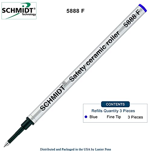 SCHMIDT 3 Pack - Blue Fine 5888 Rollerball Metal Refill