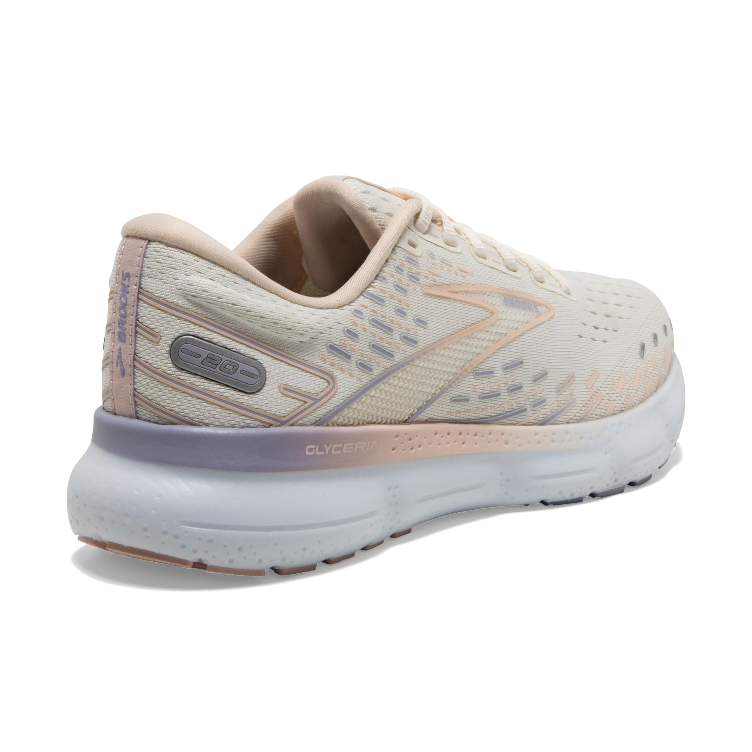 Brooks Women's Glycerin 20 Neutral Running Shoe - Snow White/Blush/Cosmic Sky - 9 Medium