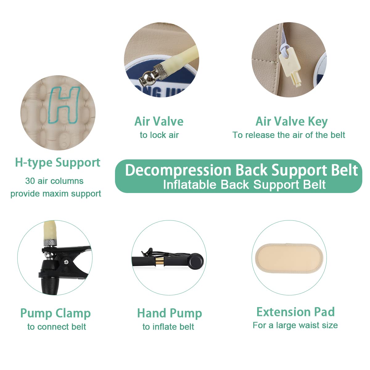 Back Decompression Belt Lumbar Support for Back Pain Relief - HONGJING Lower Back Traction Device, One Size Fits 29-49 Waist