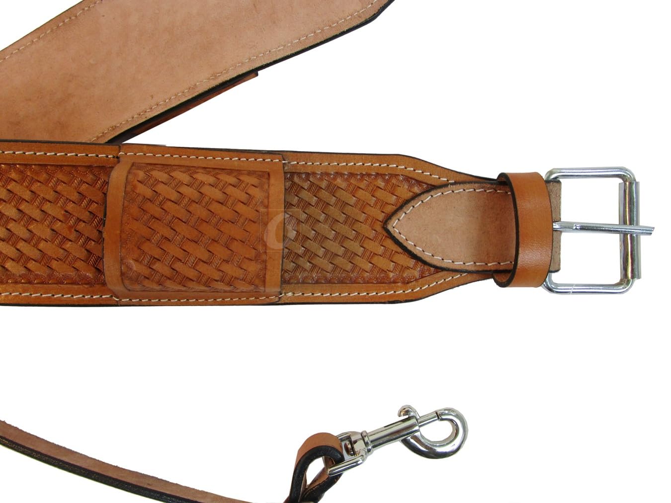 BACK REAR CINCH BASKET WEAVE TOOLED LEATHER FLANK BILLET STRAPS WESTERN HORSE GIRTH
