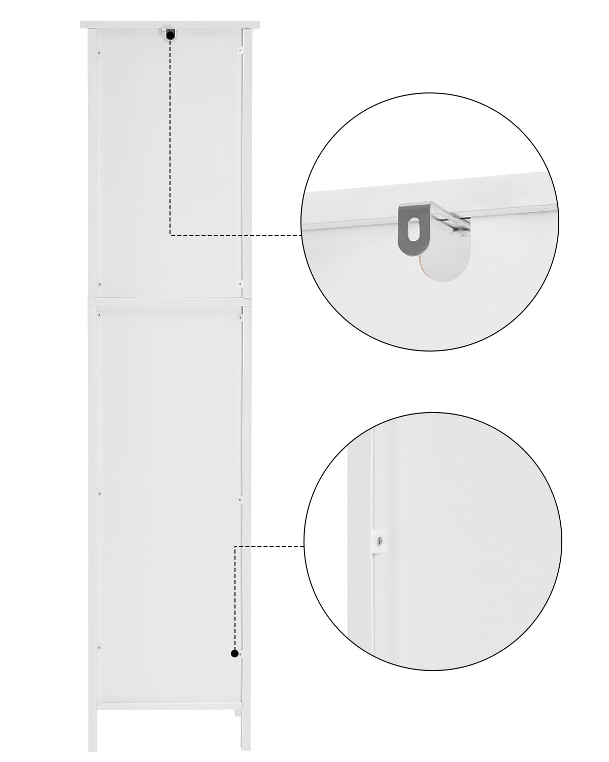 usikey 55.9" H Bathroom Storage Cabinet, Slim Tall Cabinet, Narrow Storage Cabinet with 2 Drawers & 3 Open Shelves, for Bathroom, Living Room, White