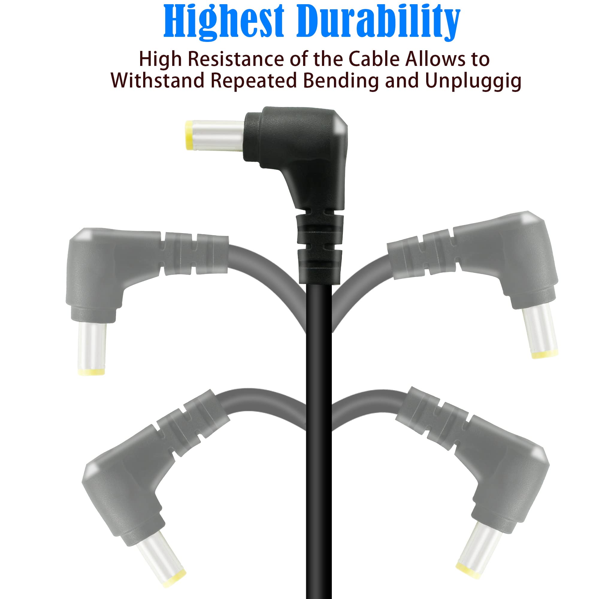 GINTOOYUN 2 PCS DC 5.5MM x 2.5MM 90 Degree Male to Male Plug Cable, 18AWG Right Angle DC5525 Power Cable Extension Cord for Strip Lihgt,CCTV,Monitors,etc(0.3m)