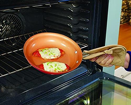 COOKUFO Nonstick Copper Pan Set - 12 inch(28cm), Frying Pan Set, Fry Pan Set with Induction Base & Stainless Steel Handle, Suitable for Cooking Saute Vegetables, Steaks (12inch)