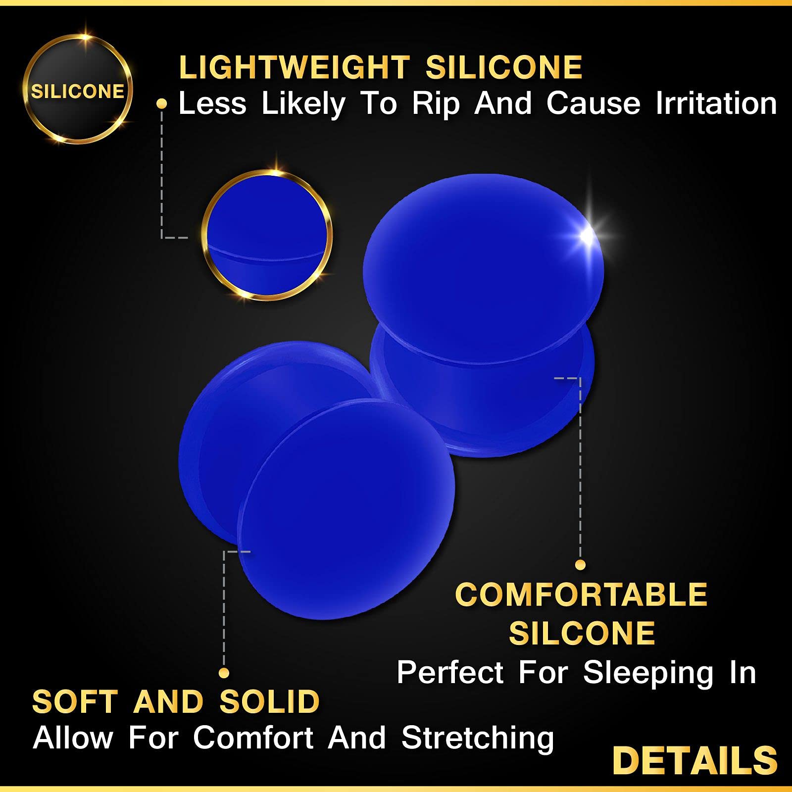 BanaVega 2PCS Silicone Dark Blue 11/16 inch Double Flared Saddle Cute Ear Ring Stretcher Lobe Gauge Plug Piercing Jewelry 2712