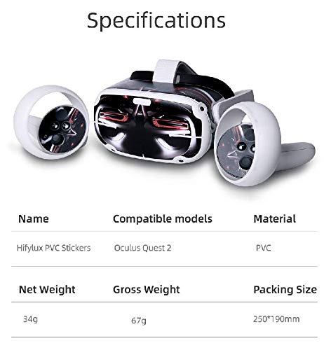 Bestsmile Hifylux Stickers for Oculus Quest 2 VR Headset and Controller Virtual Reality PVC Decal Skin Protective Accessories Monsters Black Grain