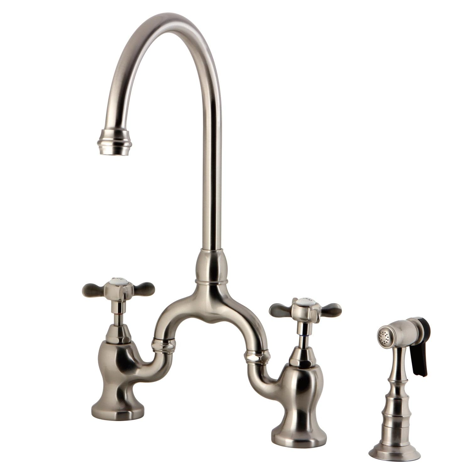 Kingston Brass KS7798BEXBS Essex Bridge Kitchen Faucet, Brushed Nickel