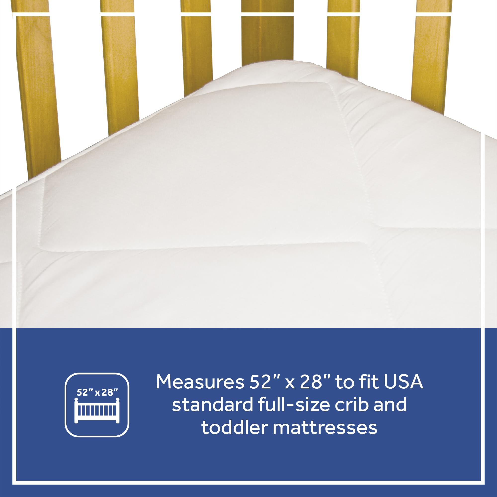 Sealy Baby Naturals Cotton Fitted Ultra Absorbent Infant Crib Mattress Protector Pad and Toddler Bed Cover, Durable and Comfortable Topper, Machine Washable and Dryer Friendly, 52β x 28β- White