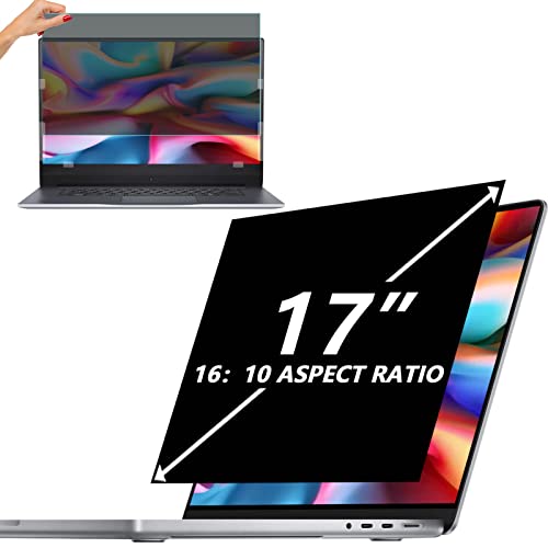 Laptop Privacy Screen 17 Inch,Removable 16:10 Aspect Privacy Filter Screen Protector for 17 Inch Laptop, Anti Glare Blue Light Slide Mount Tabs Cover for Generic Laptop Screen Privacy Shield 17in