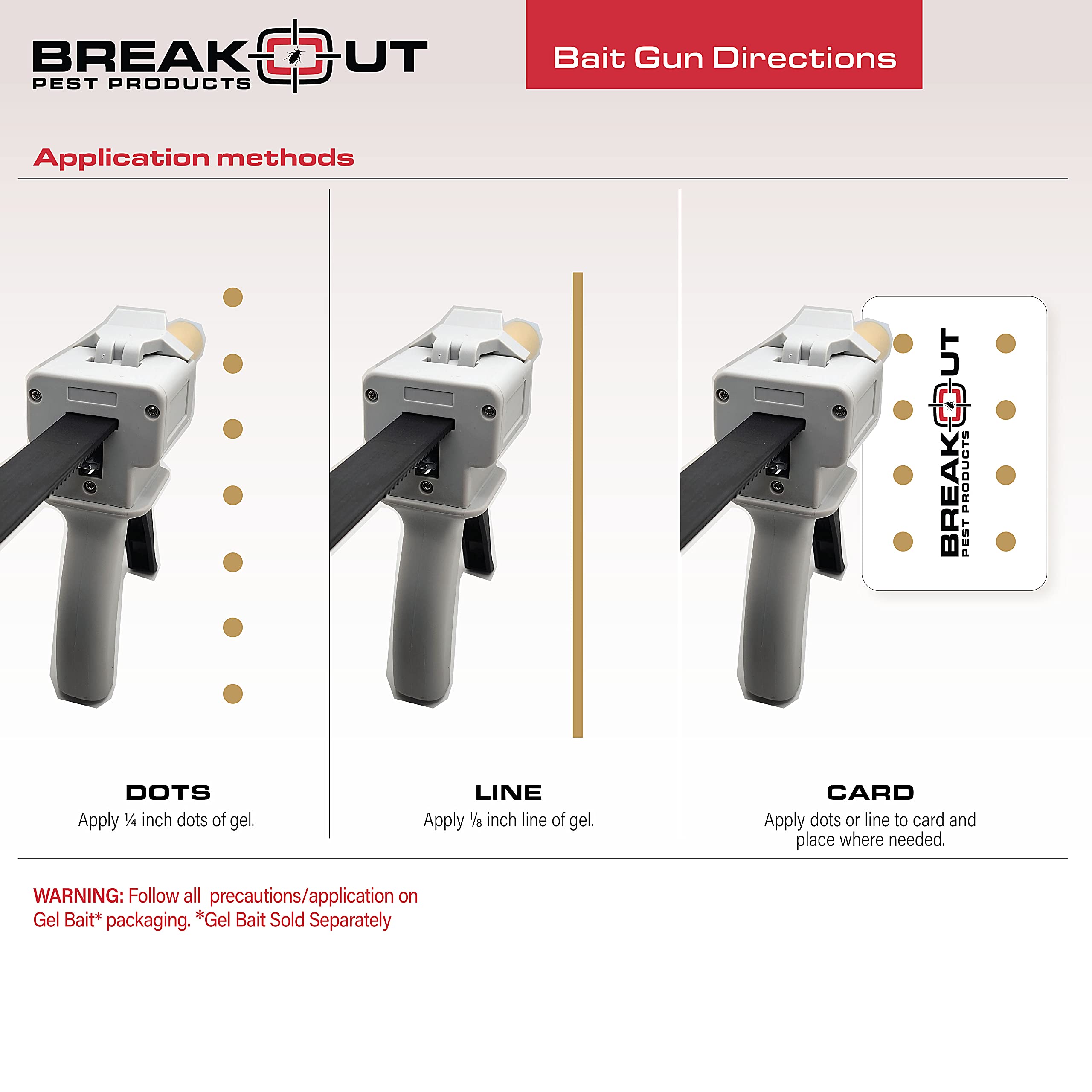 Bait Gun Applicator for Cockroach Gel Bait & Ants Work with Advion Cockroach, Optigard & Ant, Vendetta & Vendetta Plus, BASF Alpine, Bayer Maxforce