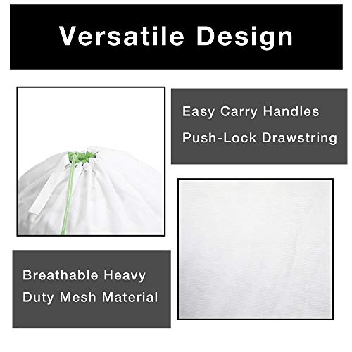 Smart Design Heavy-Duty Laundry Bag – Holds Up to 3 Loads, Jumbo – Laundry Hamper with Handle & Push-Lock Drawstring for Easy Organization and Storage – Laundry Basket Made with Breathable Mesh