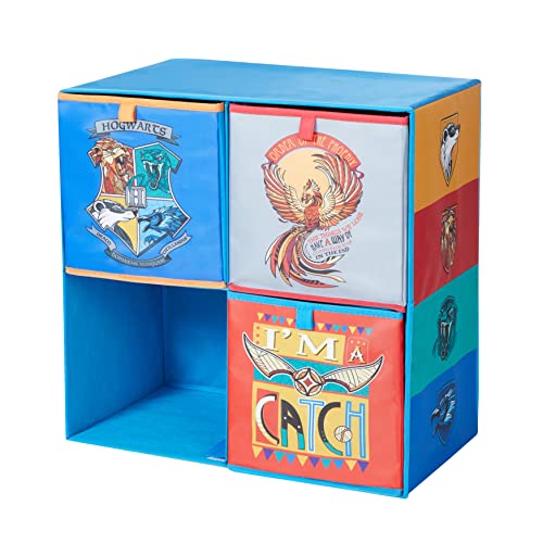 Harry Potter Collapsible Storage Cubby Unit and Bookshelf with 3 Collapsible Cubes