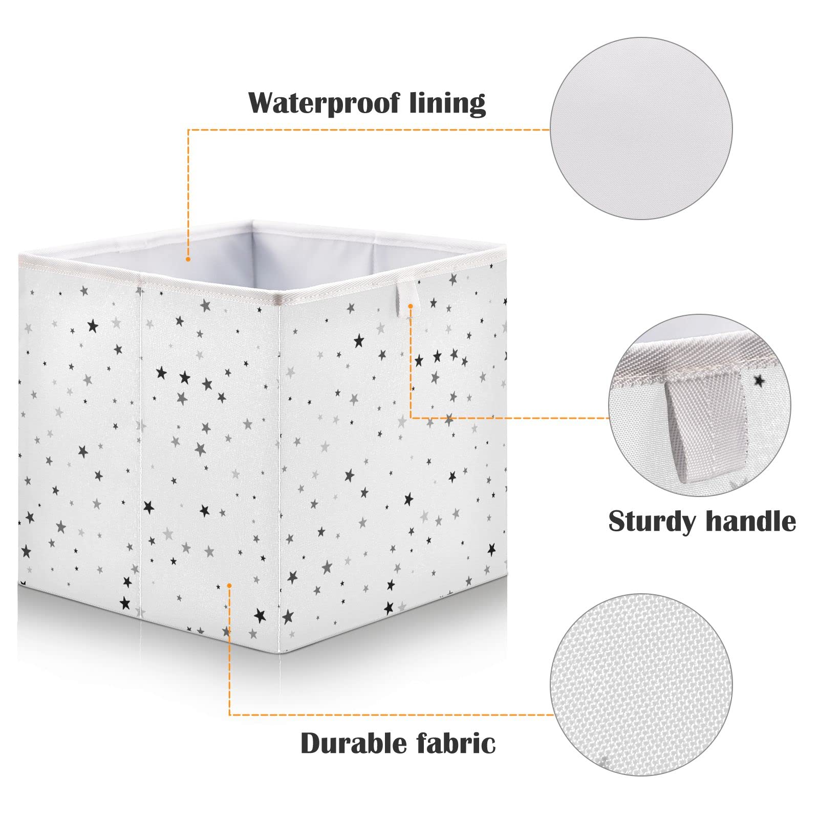 Blueangle Scandinavian Stars Cube Storage Bin, 11 x 11 x 11 in, Large Collapsible Organizer Storage Basket for Home Décor(470)