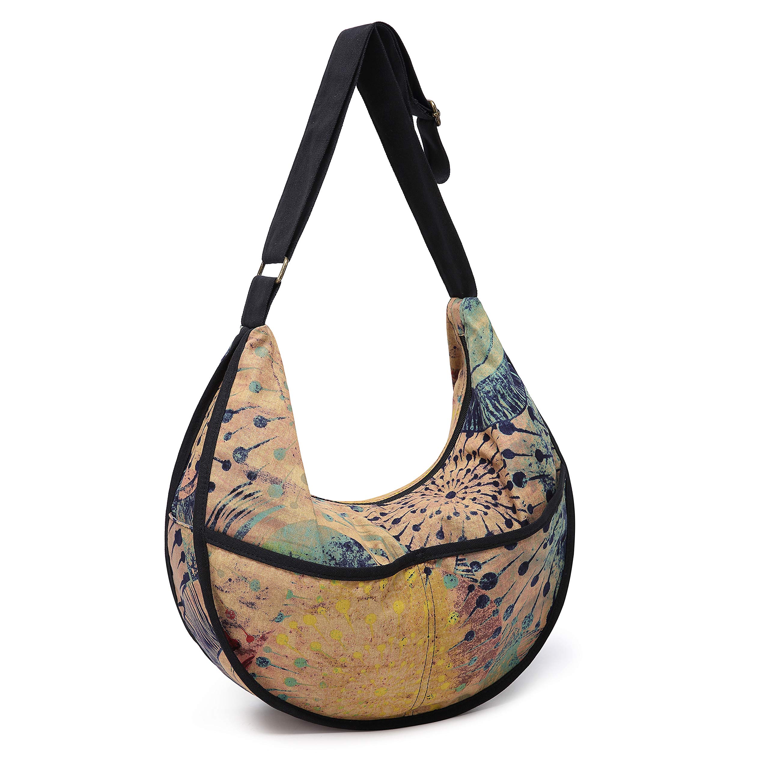 OPQRSTU Womens Hippie Large Sling Shoulder Boho Handbag canvas Crossbody Bags (Purple)