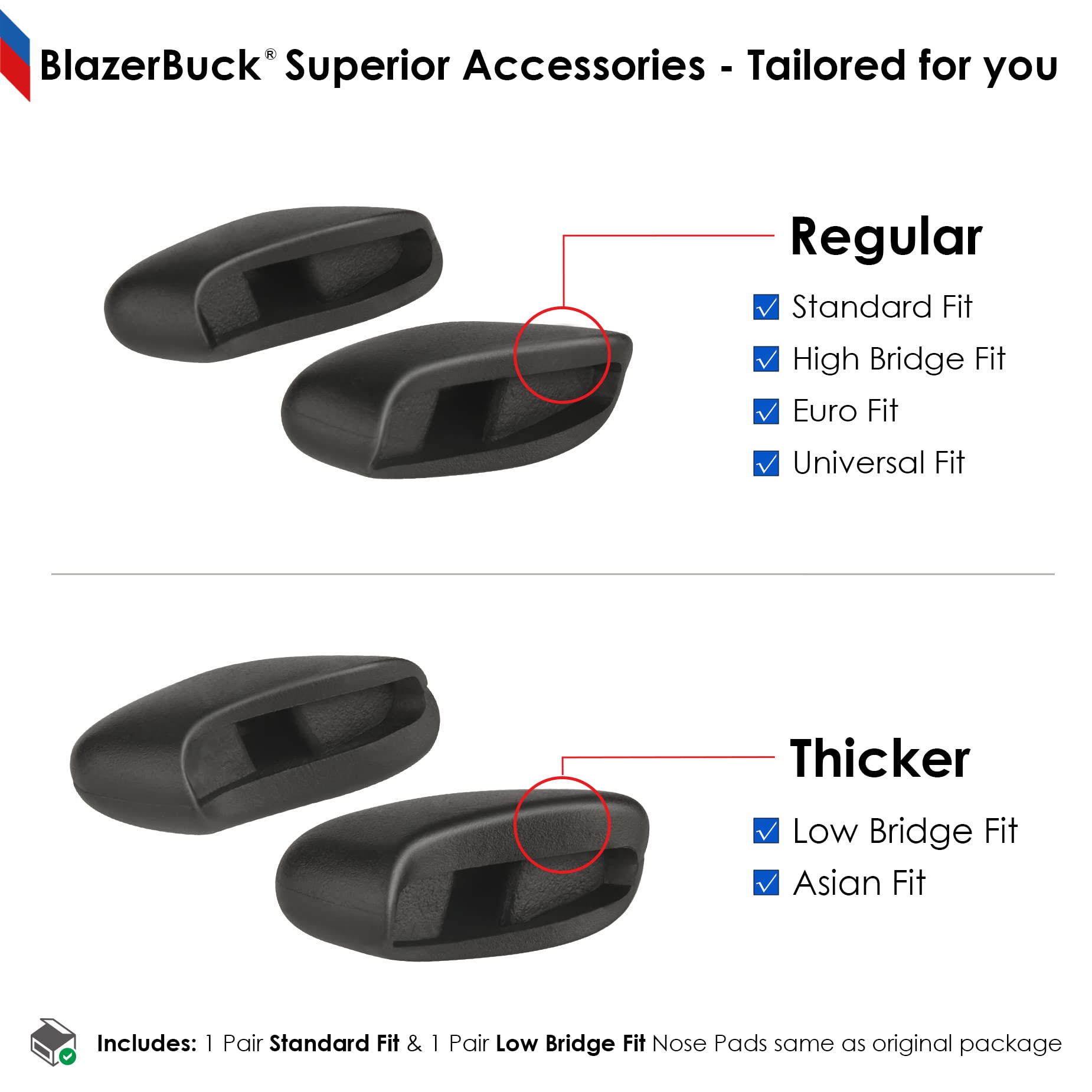 BLAZERBUCK Replacement Nose Pads Nose Piece for Oakley Half Jacket/Half Jacket XLJ Sunglasses - Black