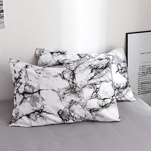 Jolusere White Marble Duvet Cover Set Queen Size White Gray Reversible Bedding Set Boho Aesthetic Farmhouse Bedding Ultra Soft Lightweight Breathable Microfiber Bed with Zipper Closure for All Seasons