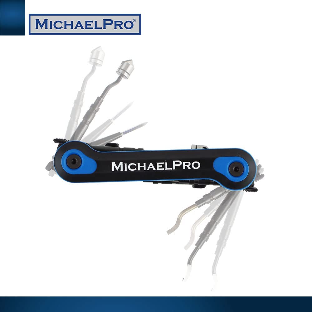 MichaelPro MP009068 Universal 4-in-1 Deburring Tool Set with Multi Blades, Handy & Portable Deburring Kit with 4-in-1 Blades for Steel/Stainless Steel, Aluminum, Plastic, Cast Iron- Black/Blue