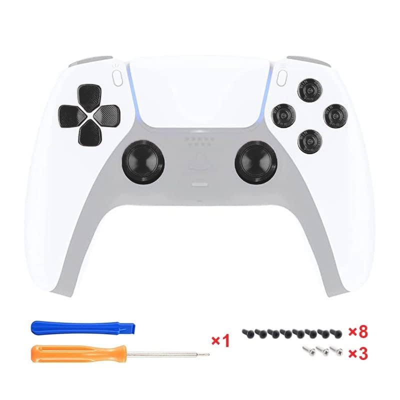 Yiootop Metal Aluminum Alloy Buttons for Playstation 5 Controller Thumbsticks Bullet D-pad Mod Buttons Replacements Kits for PS5 Controller (Chrome Rose-Bengal)