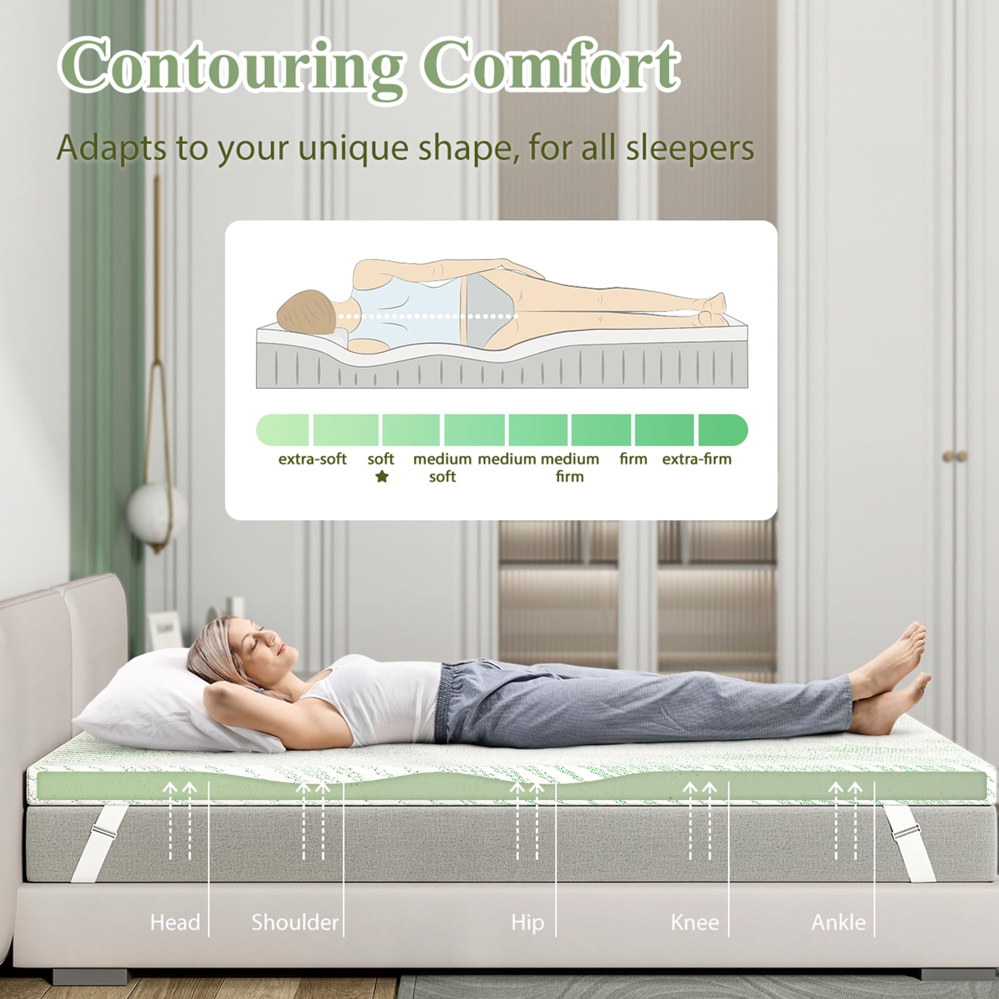 Sleepmax Memory Foam Mattress Topper Queen, 3 Inch Premium Soft Memory Foam Bed Topper with Washable Cover - Pressure Relief, CertiPUR-US Certified