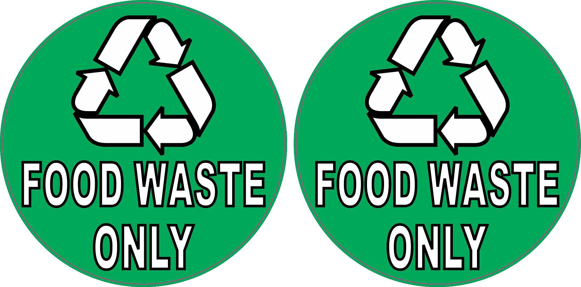StickerTalk Recycling Food Waste Only Vinyl Stickers, 1 Sheet of 2 Stickers, 3 inches by 3 inches Each