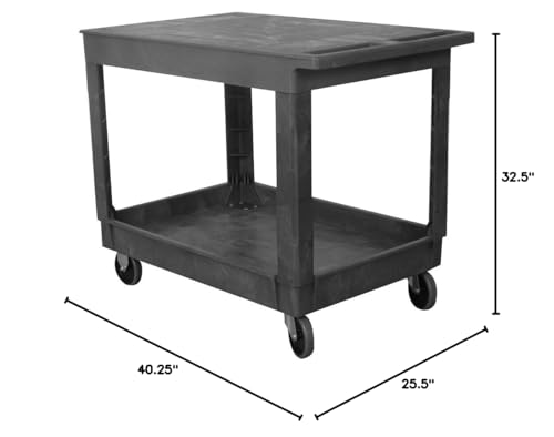 Wesco Industrial Products 270493 Plastic Flat-Top Standard Service Cart, 2 Trays, 500-lb. Load Capacity, 40.25" L x 25.5" W x 32.5 H