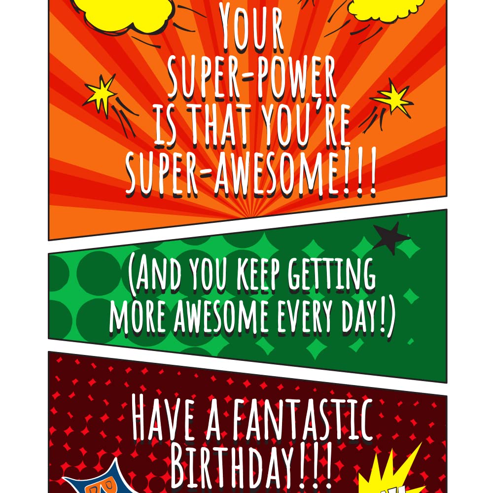 Prime Greetings Birthday Card For Grandson, Made in America, Eco-Friendly, Thick Card Stock with Premium Envelope 5in x 7.75in, Packaged in Protective Mailer (Superhero)