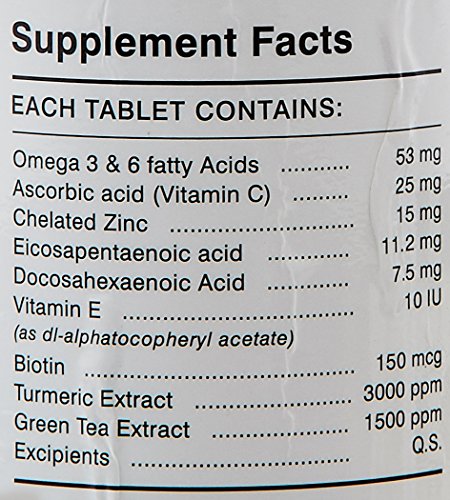 Drools Absolute Skin + Coat Tablet- Dog Supplement, 110 Piece for All Breed Sizes for Dogs Preservative-Free