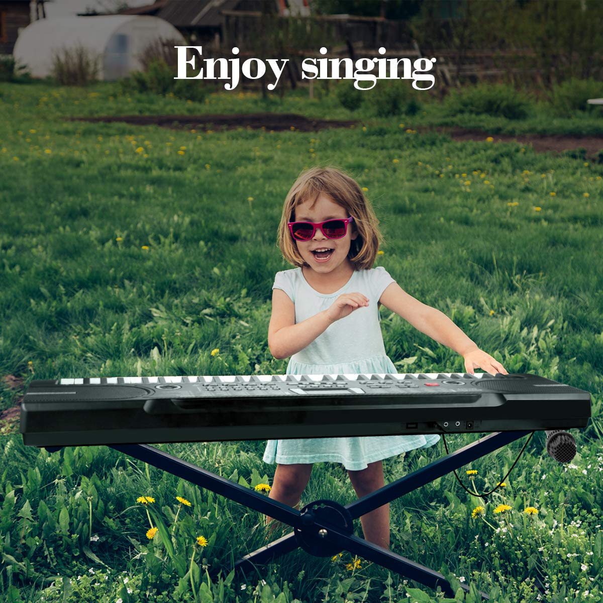 Belens 61 Keys Electronic Digital piano, portable Keyboard piano with built-in speaker and microphone, Sheet Stand and Power Supply,keyboard piano teaching gift for beginners electric
