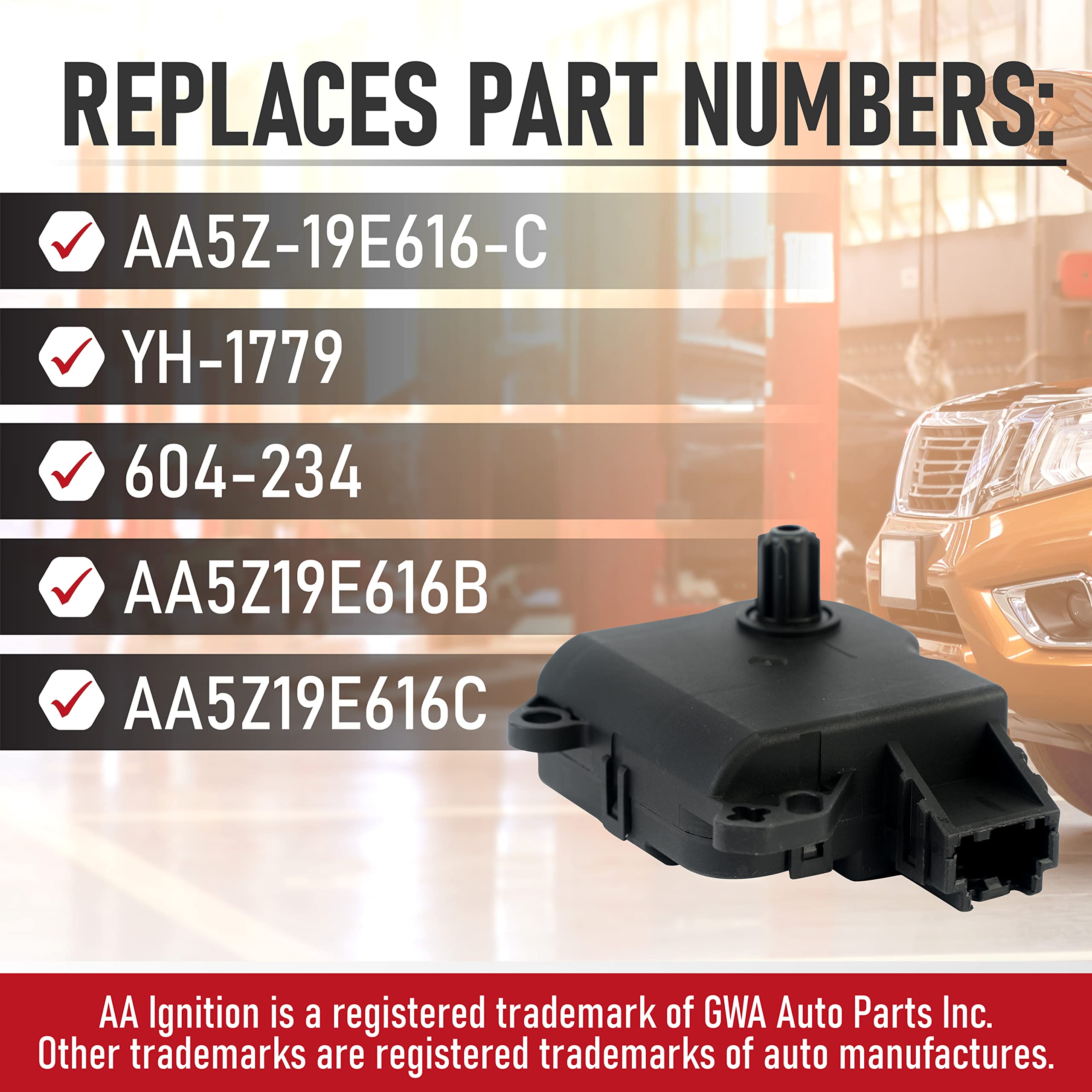 Blend Door Actuator - Replaces YH-1779, AA5Z-19E616-C, 604-234 - Compatible with Ford & Lincoln Vehicles - Explorer 2011-2017, Flex 2011-2016, Taurus 2008-2017, MKS and MKT 2011-2015