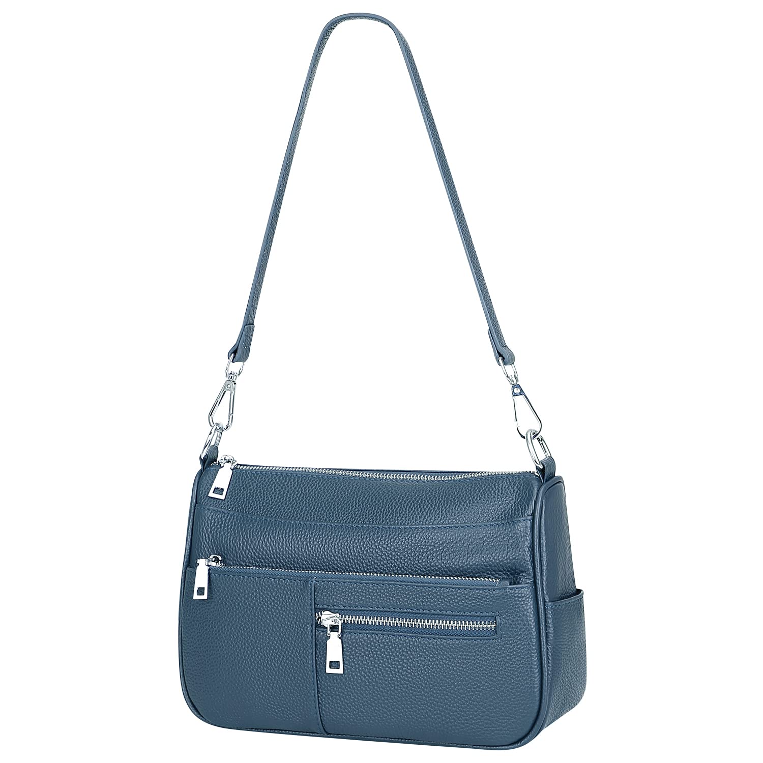 Over Earth Genuine Leather Shoulder Bag Small Crossbody Handbags for Women Ladies Purse(O131E Black)