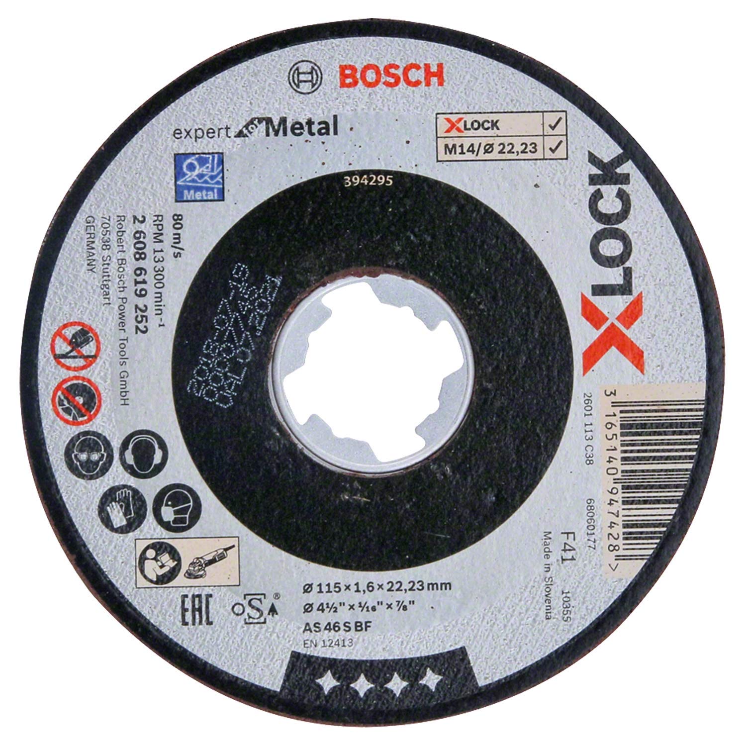 Bosch Professional Straight Cutting Disc Expert (for Metal, X-LOCK, Diameter 125 mm, Bore Diameter: 22.23 mm, Thickness: 1.6 mm)