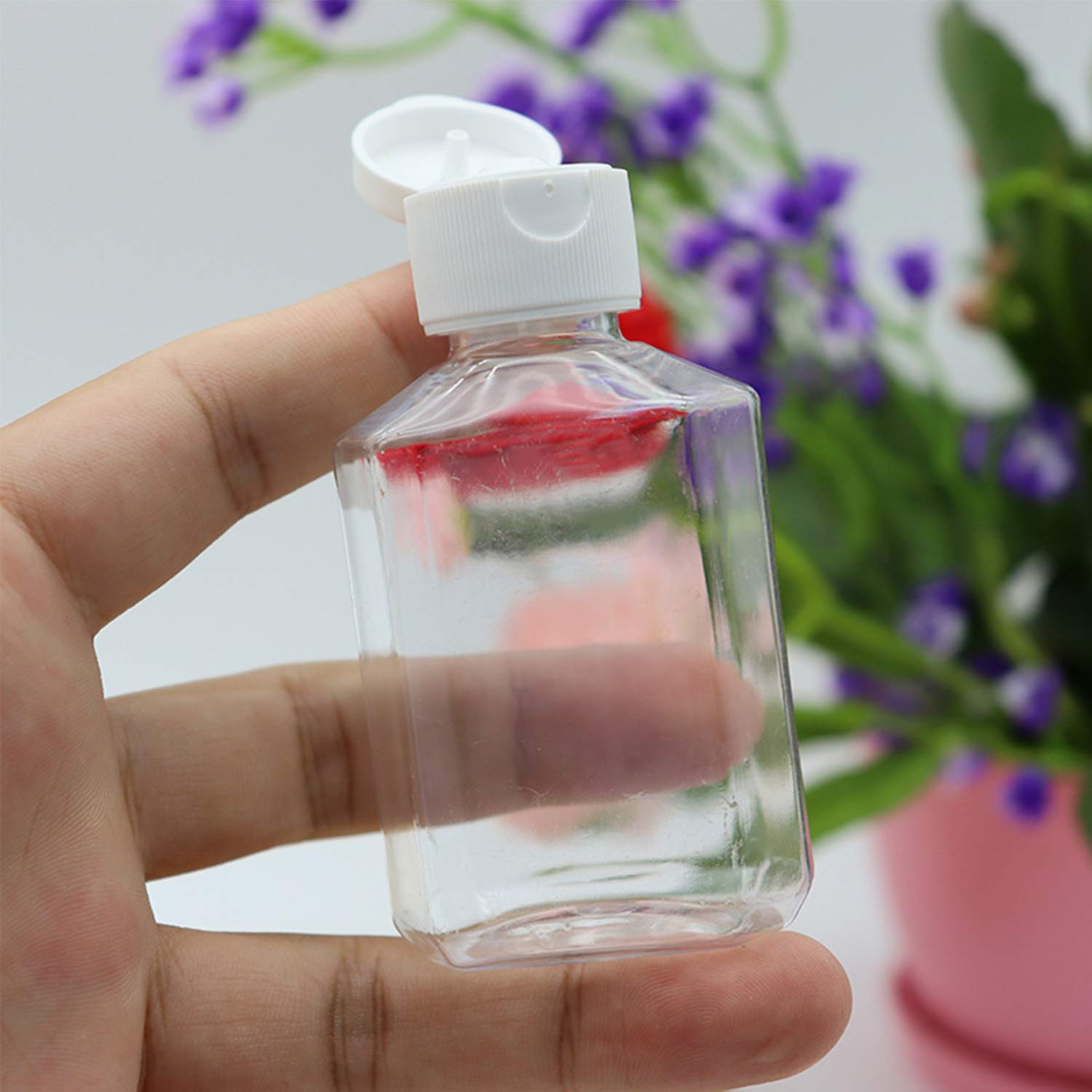 Birsppy Vantap Bottles 2 oz， Plastic Small Squeeze Bottles， Leak Proof Silicone Travel Size Containers With Flip Cap (32 Pack, Clear)