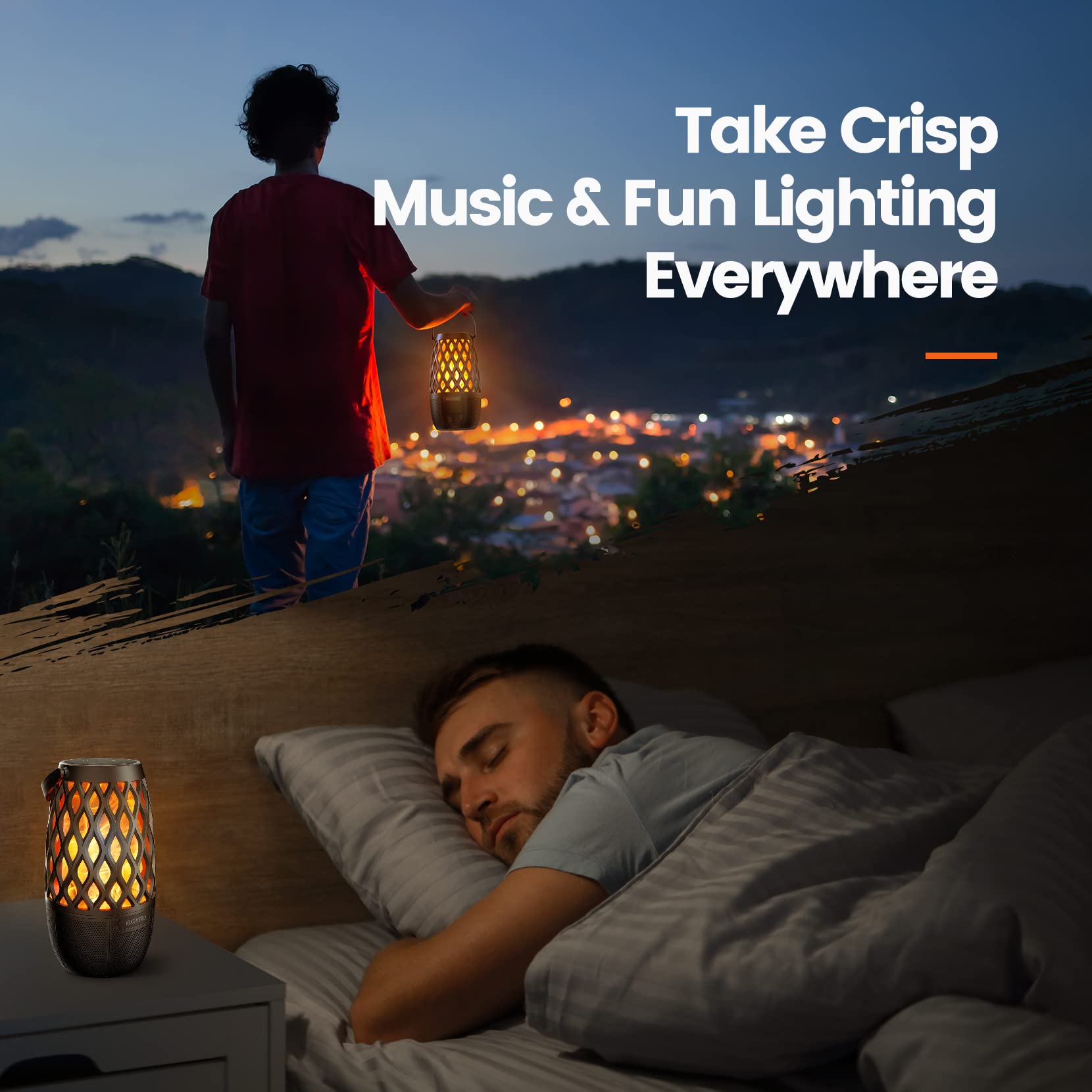 Outdoor Bluetooth Speaker, Gifts for Men Women, Hot Tub Accessories, LED Atmosphere Speaker Portable Waterproof Party Speaker, BT5.0, Electronic Gadgets, Wall Mount&Hook&Stake,