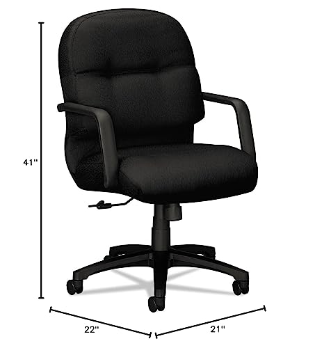 HON Pillow-Soft Mid-Back Office Chair with Arms Fabric: Black