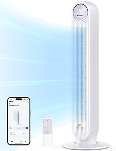 Dreo Oscillating Fan for Bedroom, 9 Inch Quiet Table Fans for Home Whole Room & Tower Fan with Remote, Smart Oscillating Quiet Fans for Bedroom