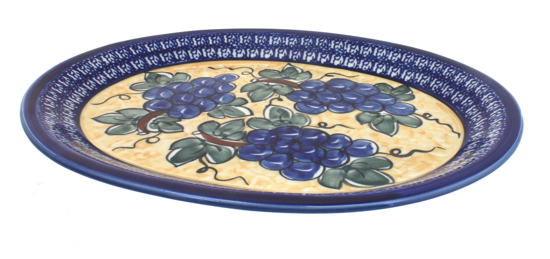 Blue Rose Polish Pottery Grapes Large Serving Platter